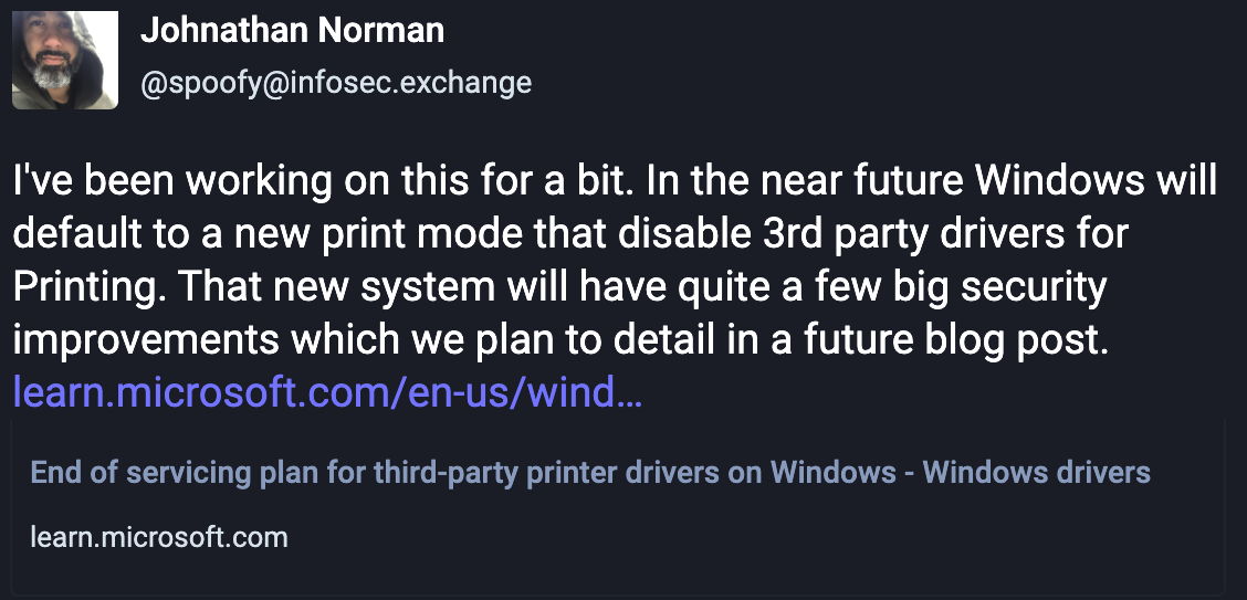Microsoft will block 3rd-party printer drivers in Windows Update